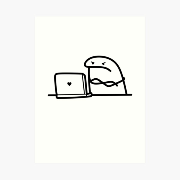 "Angry Flork in front of the laptop meme stickers " Art Print for Sale ...