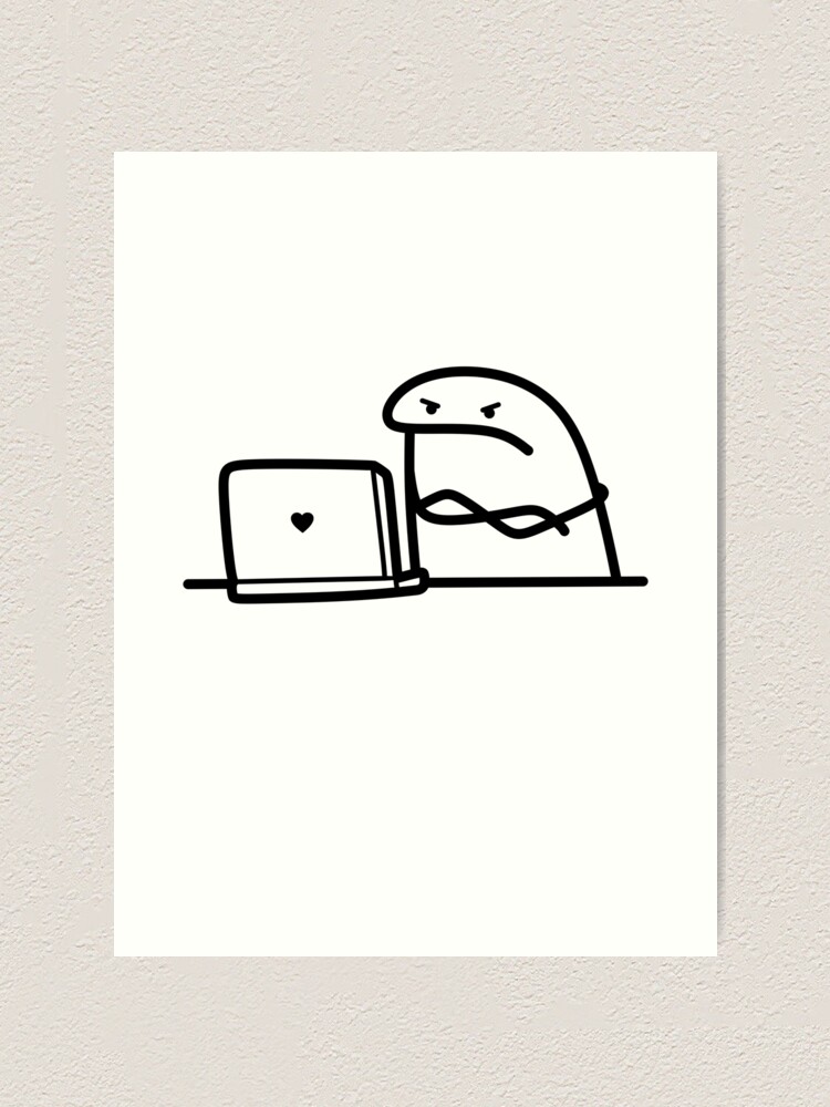 "Angry Flork in front of the laptop meme stickers " Art Print for Sale ...