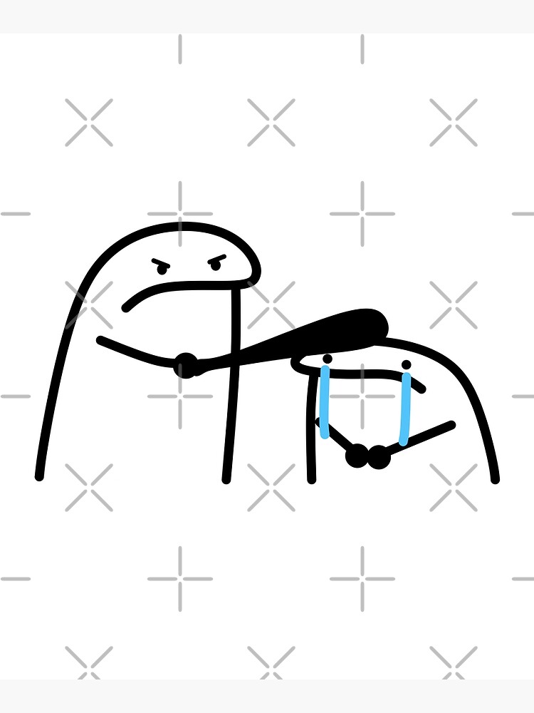 "Angry flork hits another flork meme stickers " Mounted Print for Sale ...