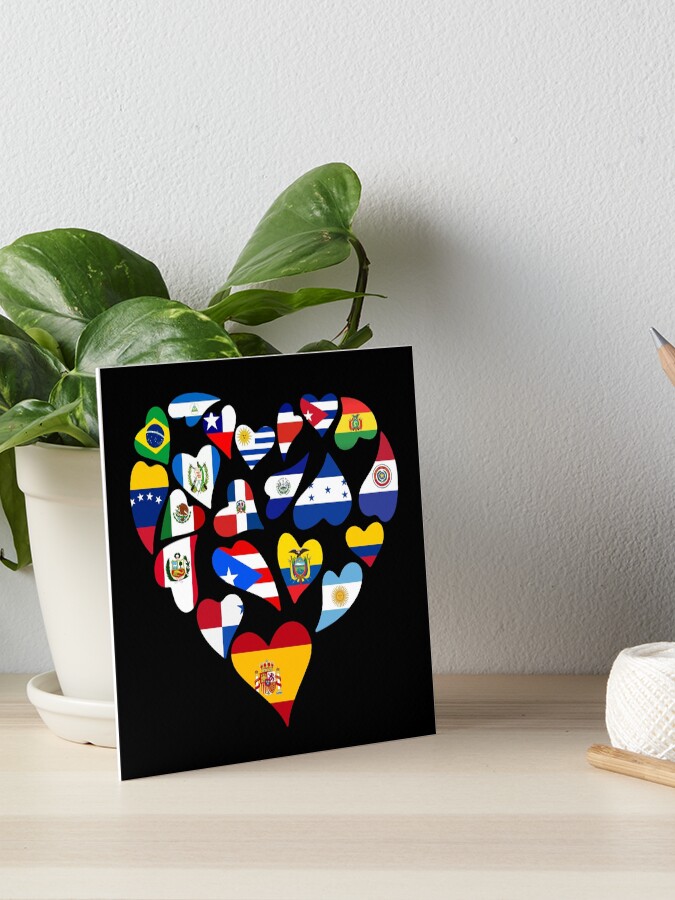 "Hispanic Heritage Month Latino All Countries Heart Flags" Art Board ...