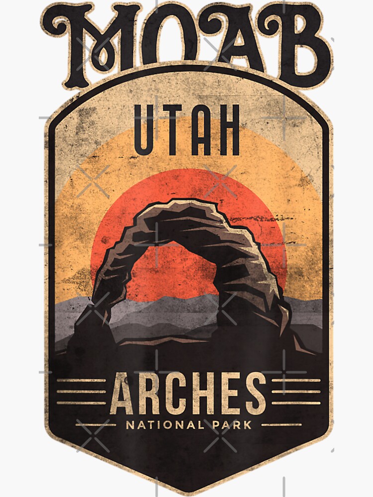"Moab Utah Arch Vintage Sunset Travel" Sticker for Sale by Sonali69 ...