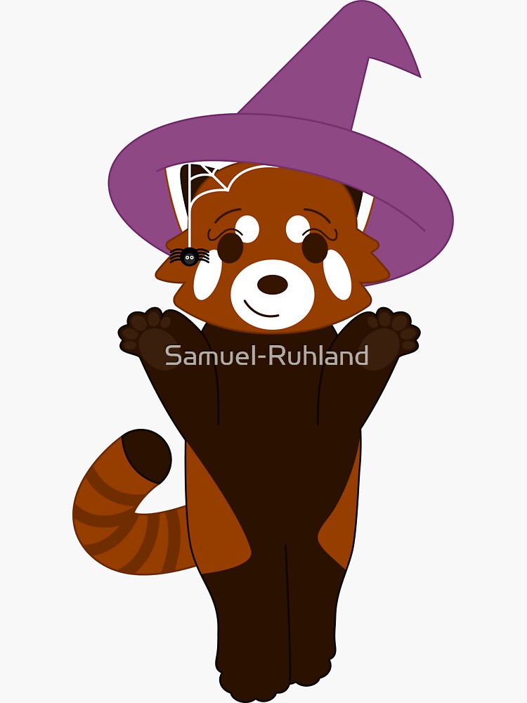 "Red panda disguised as a witch for Halloween" Sticker for Sale by ...