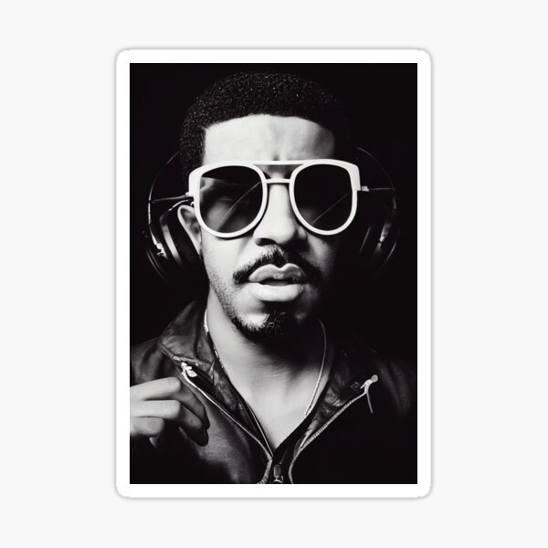"Photo of rapper Drake wearing sunglasses and DJ headphones" Sticker ...
