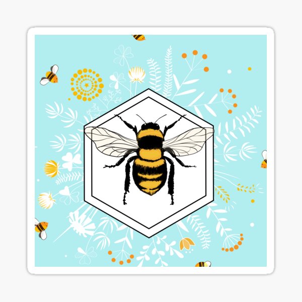 "Hexagon Frame with Bees and Flowers " Sticker for Sale by MonicaSerain ...