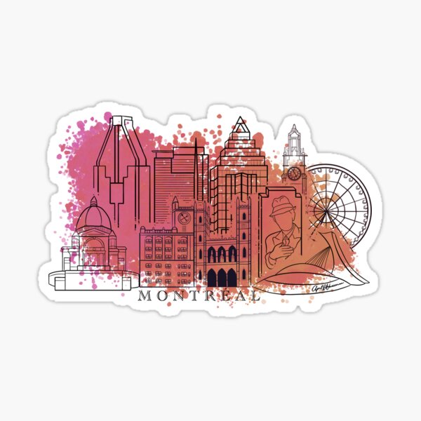 "Montreal City Skyline in Pink" Sticker for Sale by AprilRoseA | Redbubble