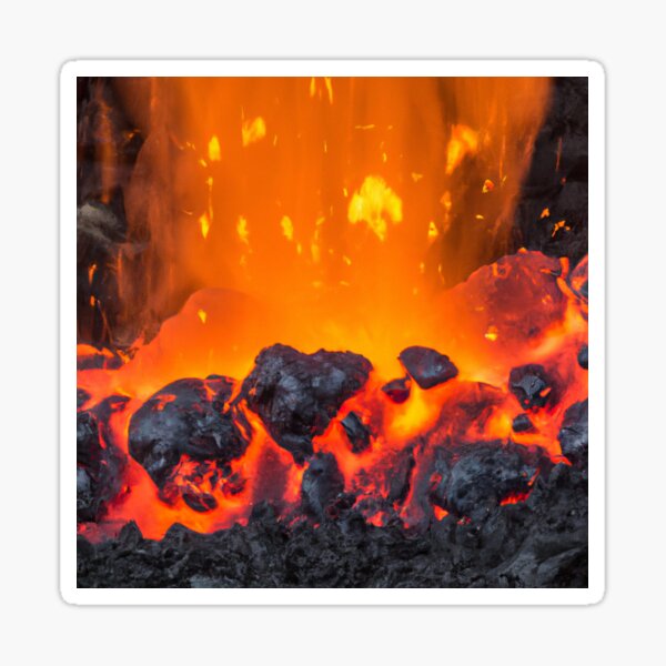 "Magma and lava on molten hot rock" Sticker for Sale by Art-us | Redbubble