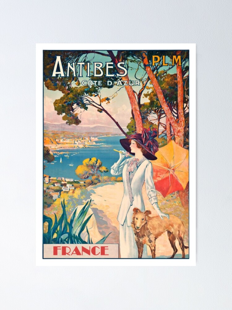 "Vintage Travel Antibes cote d azur France Free PLM. Advertising Illustration" Poster for Sale ...
