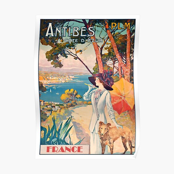 "Vintage Travel Antibes cote d azur France Free PLM. Advertising Illustration" Poster for Sale ...