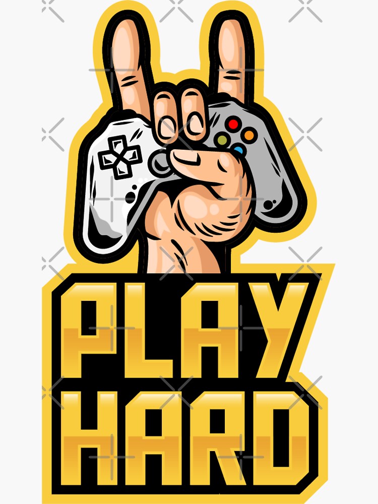 "Play Hard Gamer" Sticker for Sale by Infinirish | Redbubble