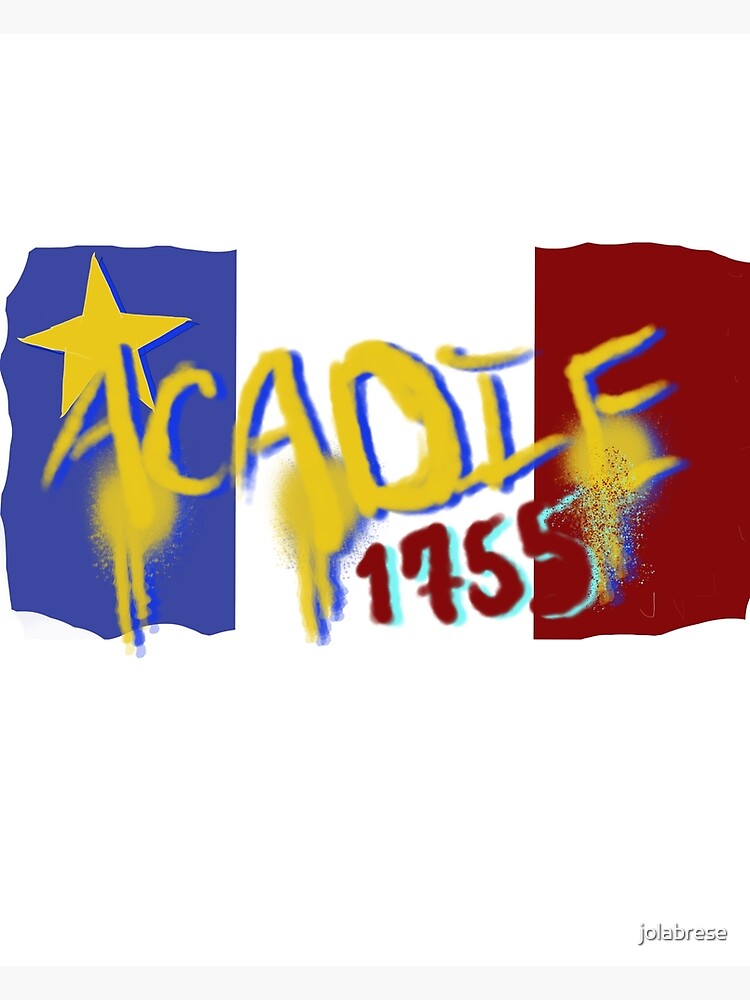 Lámina fotográfica «Ondulación de la bandera de Acadien con texto de ...