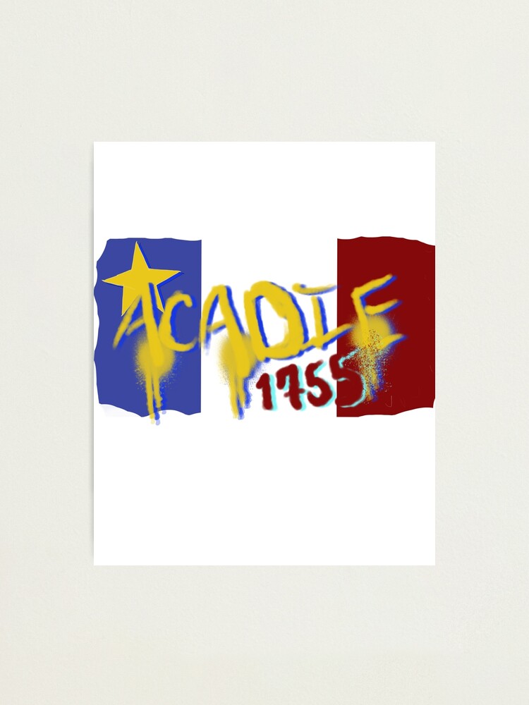 Lámina fotográfica «Ondulación de la bandera de Acadien con texto de ...