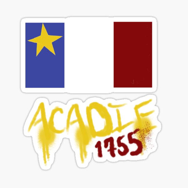 Pegatina «Bandera de Acadien con texto liso de Acadie 1755 debajo ...