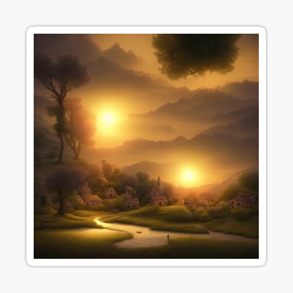 "Copia de Villa at sunset digital art" Sticker for Sale by Dicoart ...