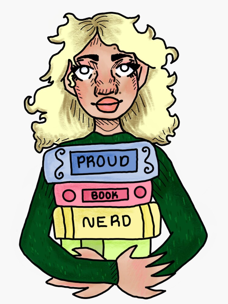 "Proud Book Nerd" Sticker for Sale by LivSeekingColor | Redbubble