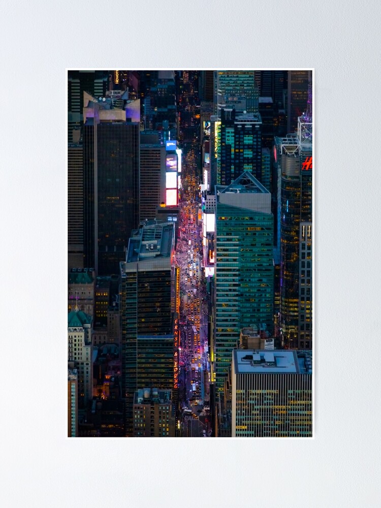 "Nyc skyscrapers night view" Poster for Sale by MadLeader | Redbubble