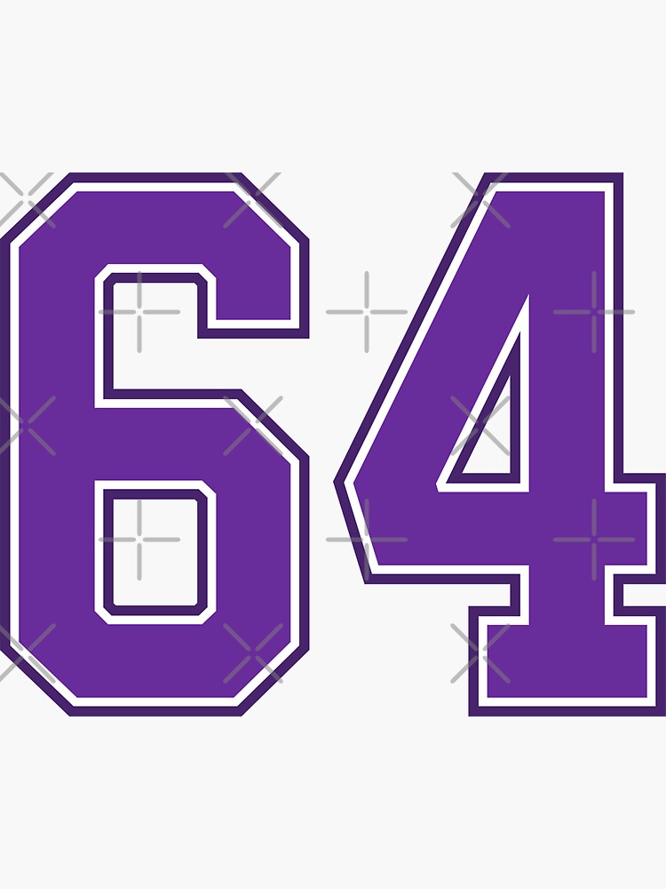"Purple Number 64 lucky sports jersey sixty four" Sticker for Sale by ...