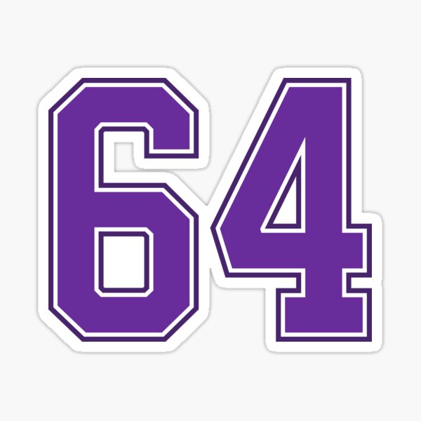 "Purple Number 64 lucky sports jersey sixty four" Sticker for Sale by ...