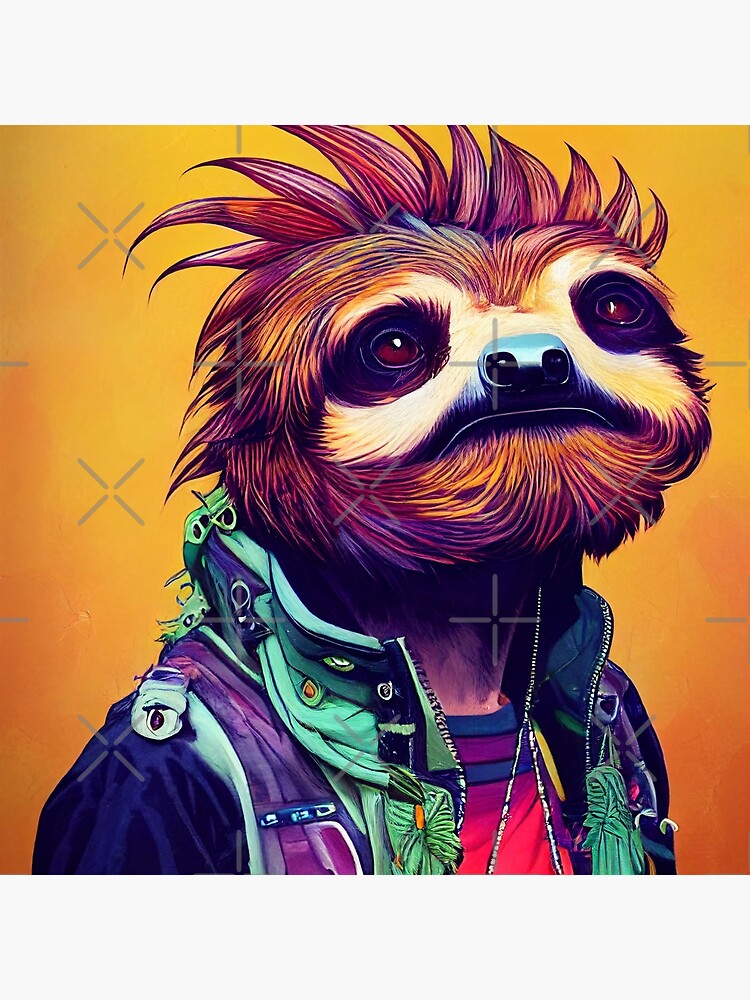 "Sloth dressed as a punk rocker" Poster for Sale by Studiowatermars ...