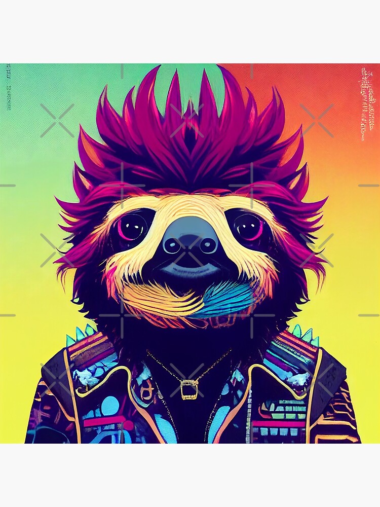 "Sloth dressed as a punk rocker" Poster for Sale by Studiowatermars ...