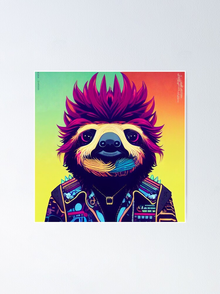 "Sloth dressed as a punk rocker" Poster for Sale by Studiowatermars ...