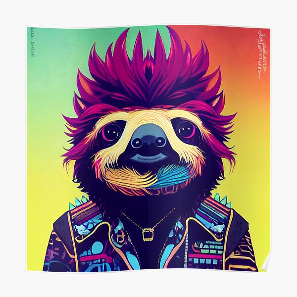 "Sloth dressed as a punk rocker" Poster for Sale by Studiowatermars ...
