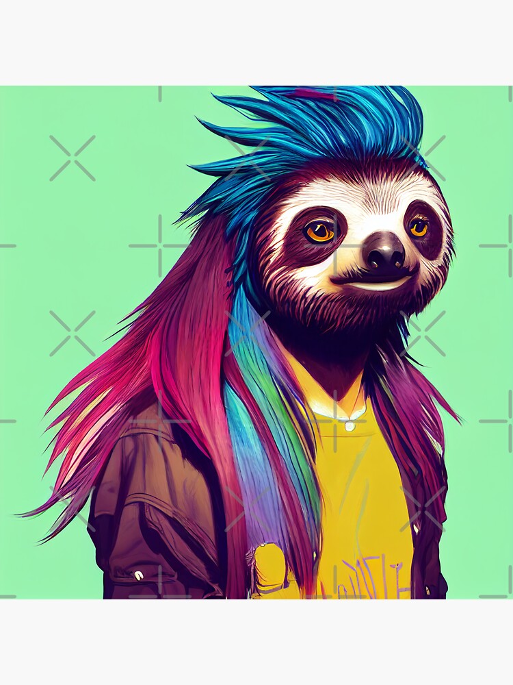 "Sloth dressed as a punk rocker" Sticker for Sale by Studiowatermars ...