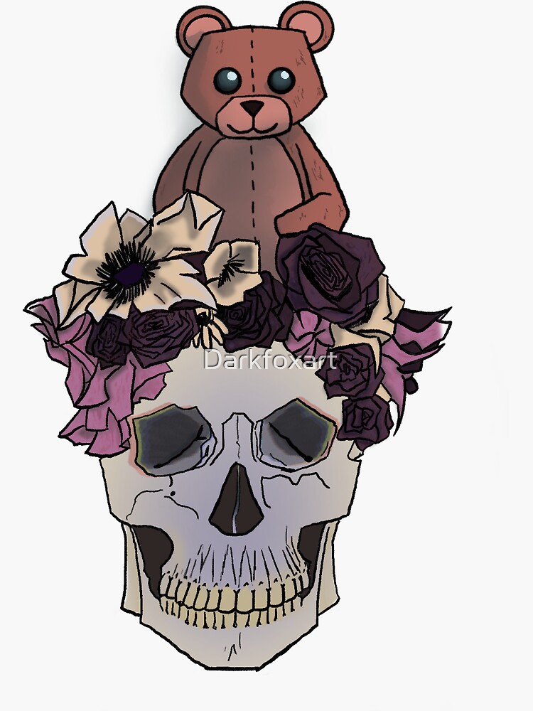 "Skull and teddy bear" Sticker for Sale by Darkfoxart | Redbubble