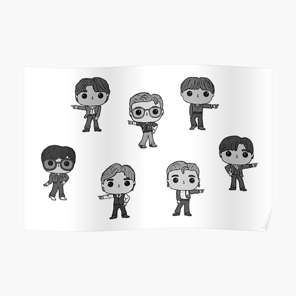 "BTS OT7 Dynamite - Pack (B&W)" Poster for Sale by mymikrokosmos ...