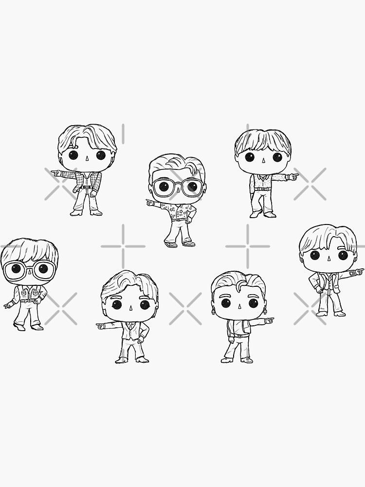 "BTS OT7 Dynamite - Pack (outline)" Sticker for Sale by mymikrokosmos ...