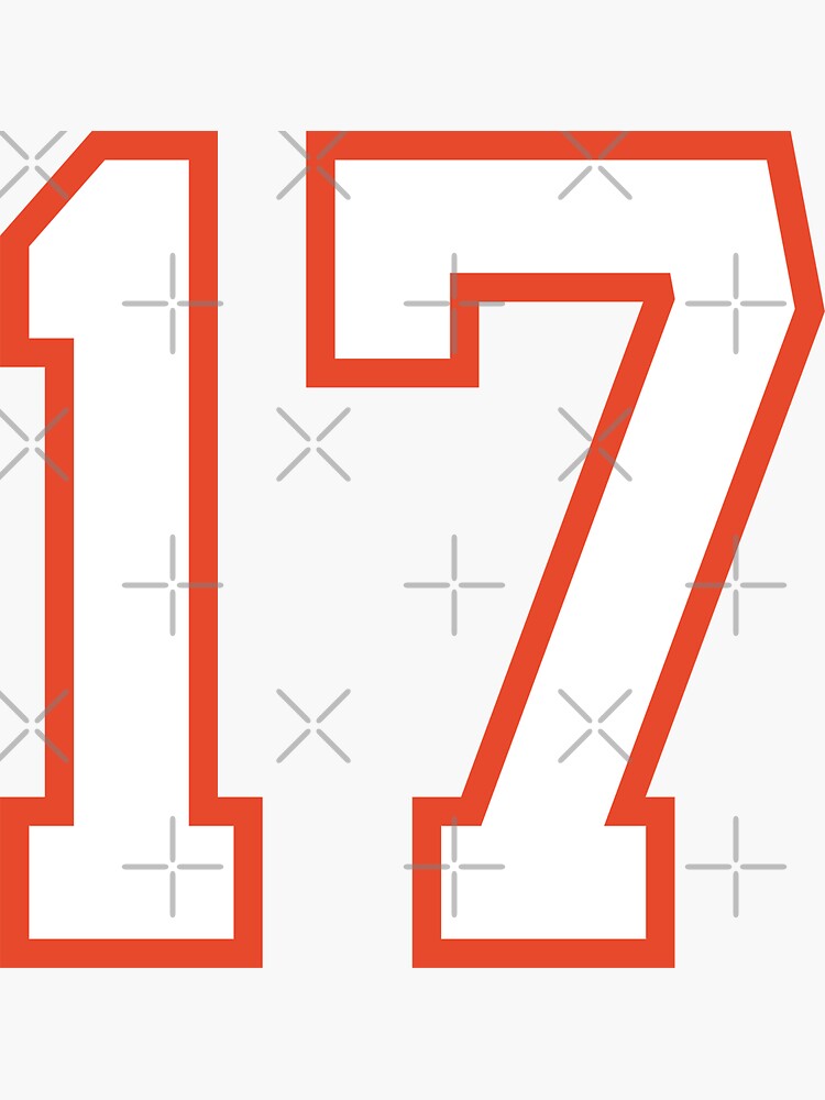 "Sports Number 17, white orange color lucky sport seventeen" Sticker ...