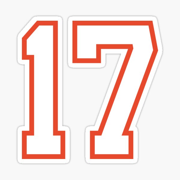 "Sports Number 17, white orange color lucky sport seventeen" Sticker ...