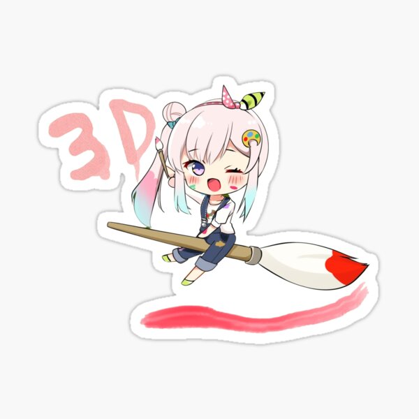 "Chibi Iofi Drawing Writing 3D" Sticker for Sale by Risumu | Redbubble