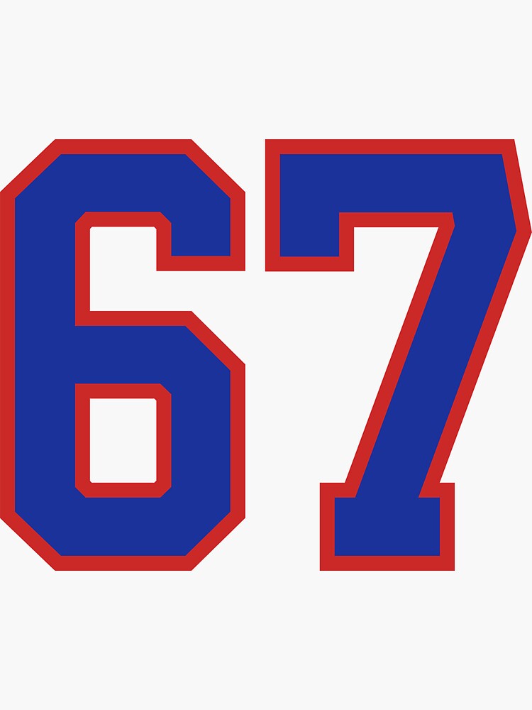 "Number 67 blue red sports jersey sixty seven" Sticker for Sale by ...