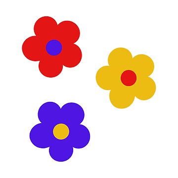 "Primary Color Flowers" Sticker for Sale by maddiejohnsonr | Redbubble
