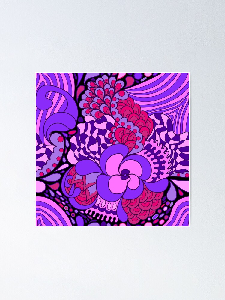 60s Hippie Psychedelic Pattern Poster For Sale By Argunika Redbubble