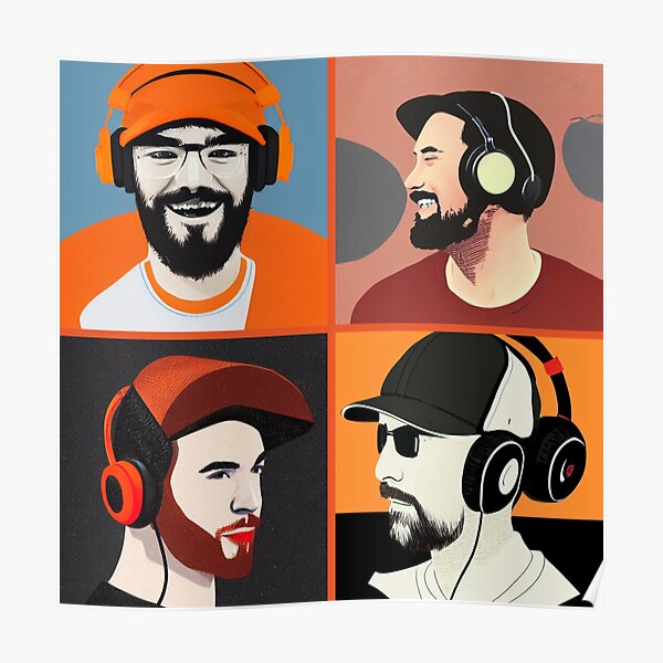 "Streamers.callcenter,vlogger wearing headphones and hat, orange color ...
