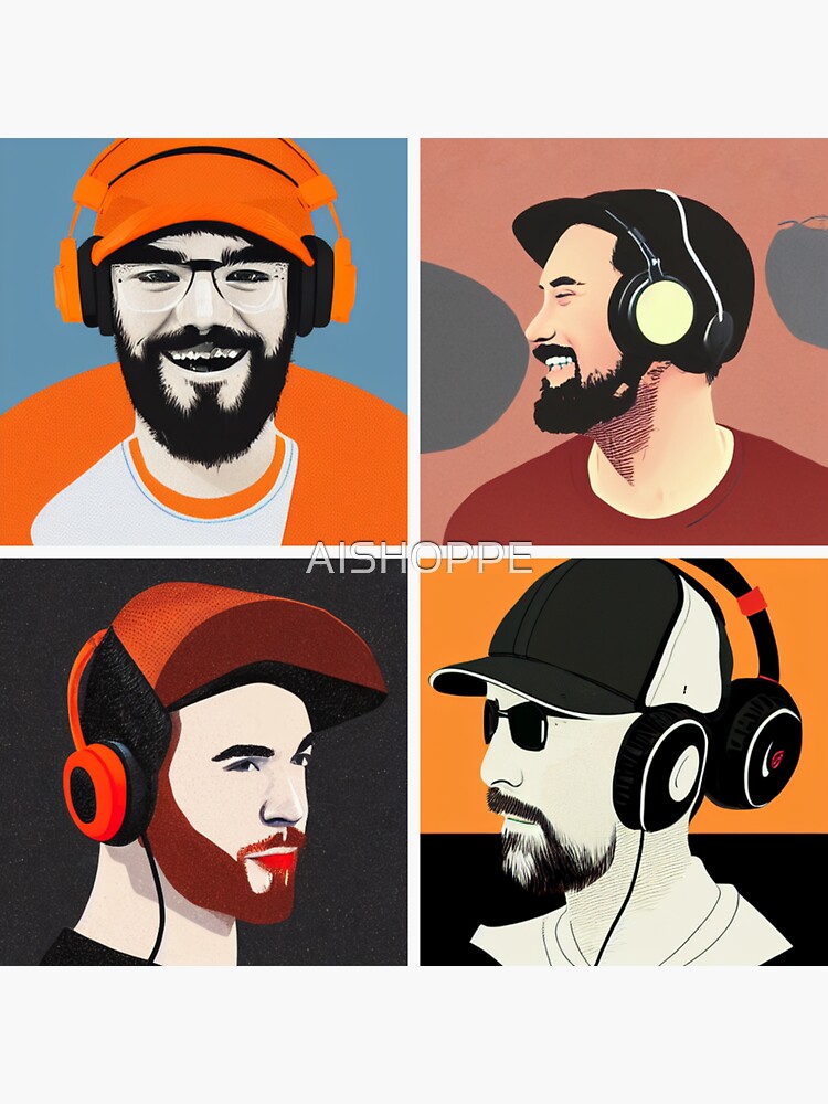 "Streamers.callcenter,vlogger wearing headphones and hat, orange color ...
