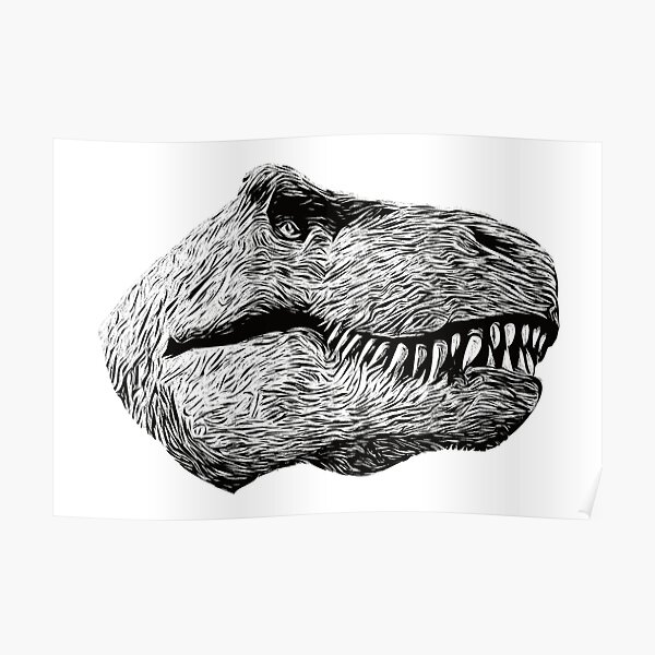 "Black and White Stylized T-Rex Vector Dinosaur Design" Poster for Sale ...