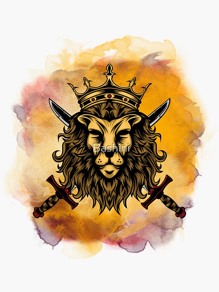 "The pride king, lion" Sticker for Sale by Bashini | Redbubble