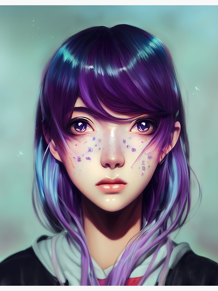 Violet Hair Girl Sticker For Sale By Artachio Redbubble