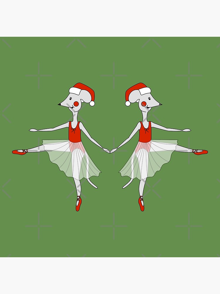 "Green Christmas Ballerina Mice Twins Dancing Digital Art | Christmas ...