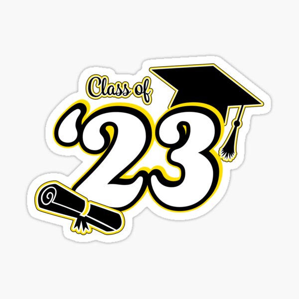 "Class of 2023 Graduation Design (Black and Yellow)" Sticker for Sale by SavsSparkleShop | Redbubble
