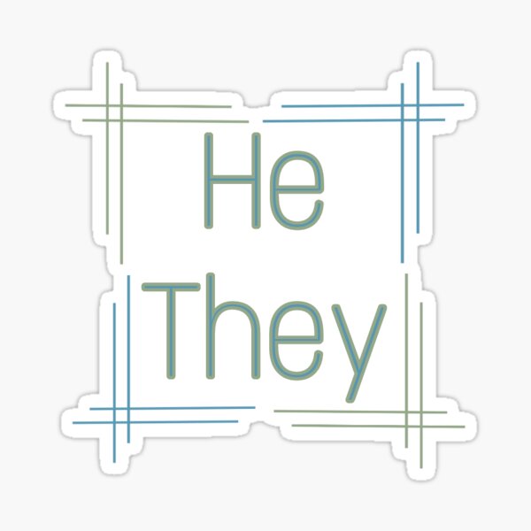 "Blue green cross line modern design pronouns he they" Sticker for Sale ...