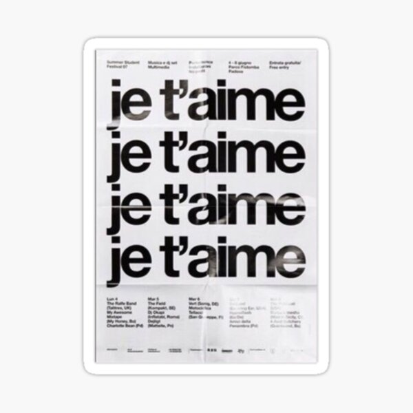 "je t'aime" Sticker for Sale by stickermonstery | Redbubble