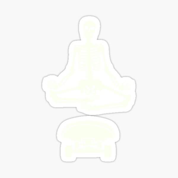 "Vintage Skeleton Meditating Levitating Skateboard Halloween" Sticker ...