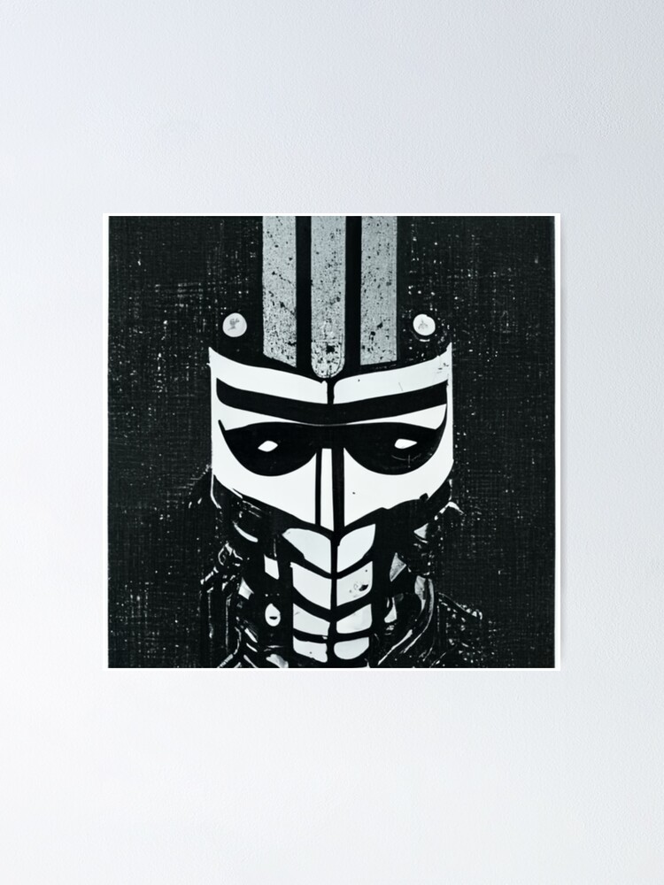 "Black and white image - Abstract Warrior face " Poster for Sale by ...