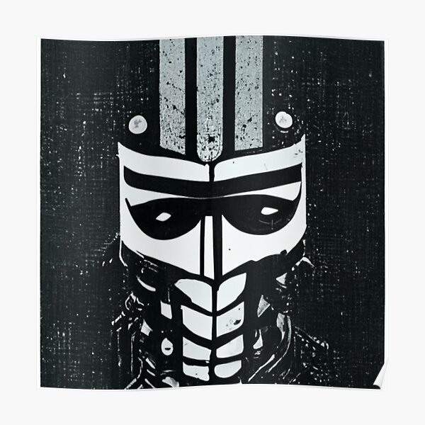 "Black and white image - Abstract Warrior face " Poster for Sale by ...