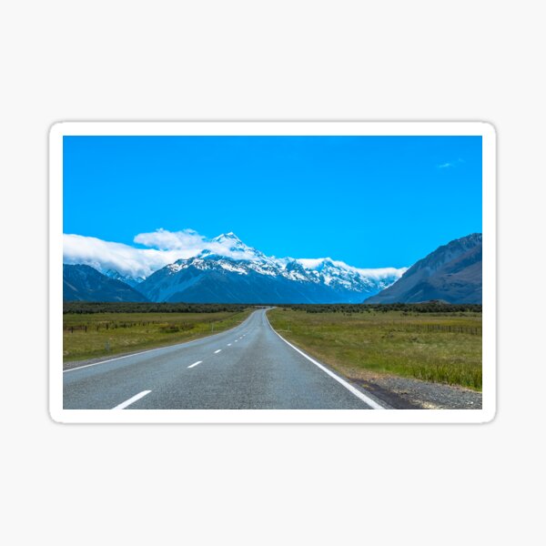 "Road to Mt. Cook the tallest mountain in New Zealand" Sticker for Sale ...