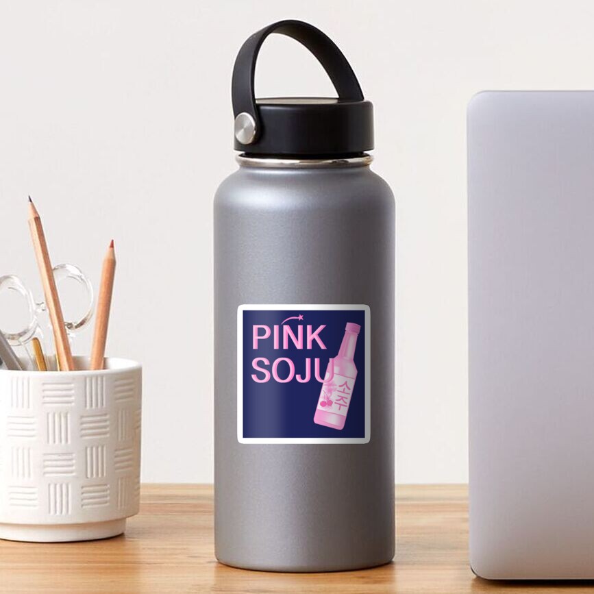 "Pink soju Cherry flavoured korean pink soju bottle hangul writing cute ...