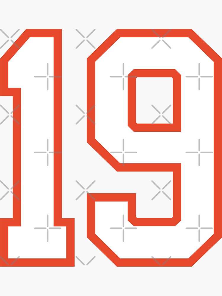 "Sports Number 19, white orange color lucky sport nineteen" Sticker for ...